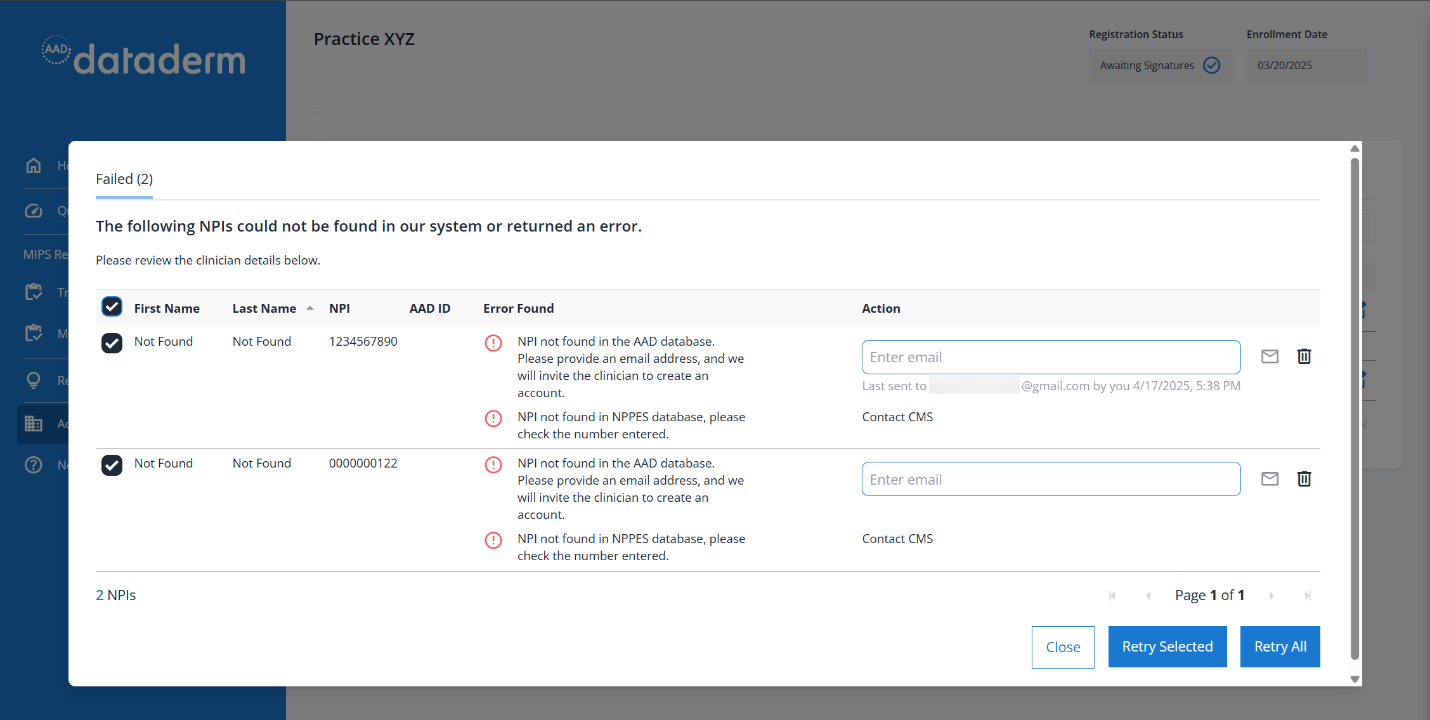How to add/disable clinicians in DataDerm – AAD - Registry & Quality